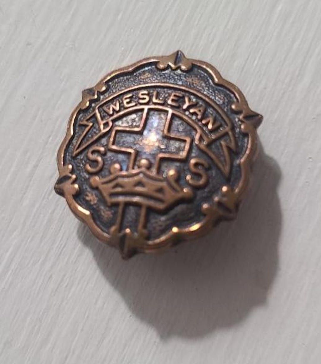 Wesleyan Church Sunday School Vintage Lapel Pin - Cross and Crown ...