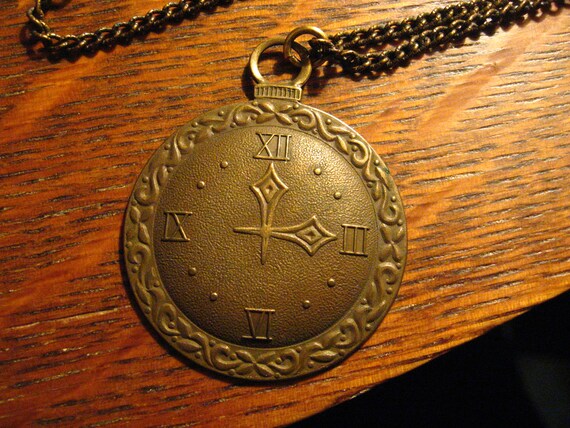 Mid Century Pocket Watch Medallion Necklace Brass Round | Etsy