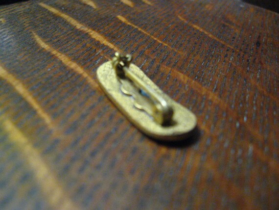 Art Deco Mid Century Tiger Eye Gold Men's Lapel Pin - Gem