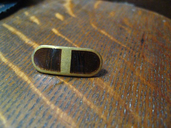 Art Deco Mid Century Tiger Eye Gold Men's Lapel Pin - Gem