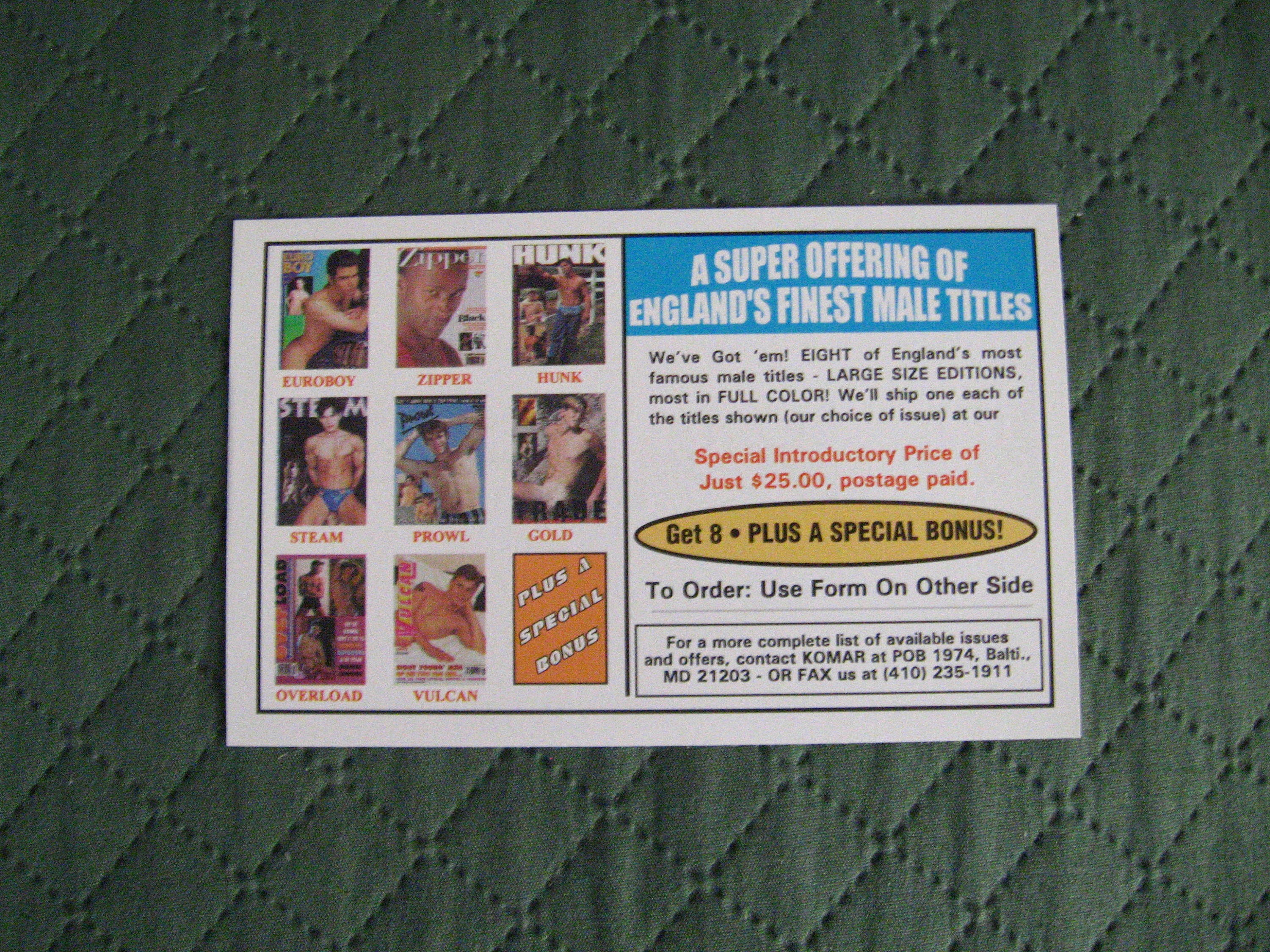 British Gay Porn Stars 1997 Promo Card Etsy