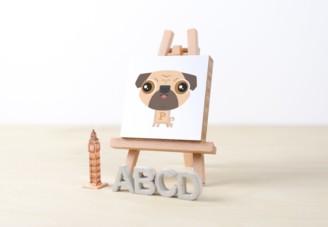 Pug Gift P is for Pug Dog Nursery Wall Art, Alphabet ABC Blocks Custom ...