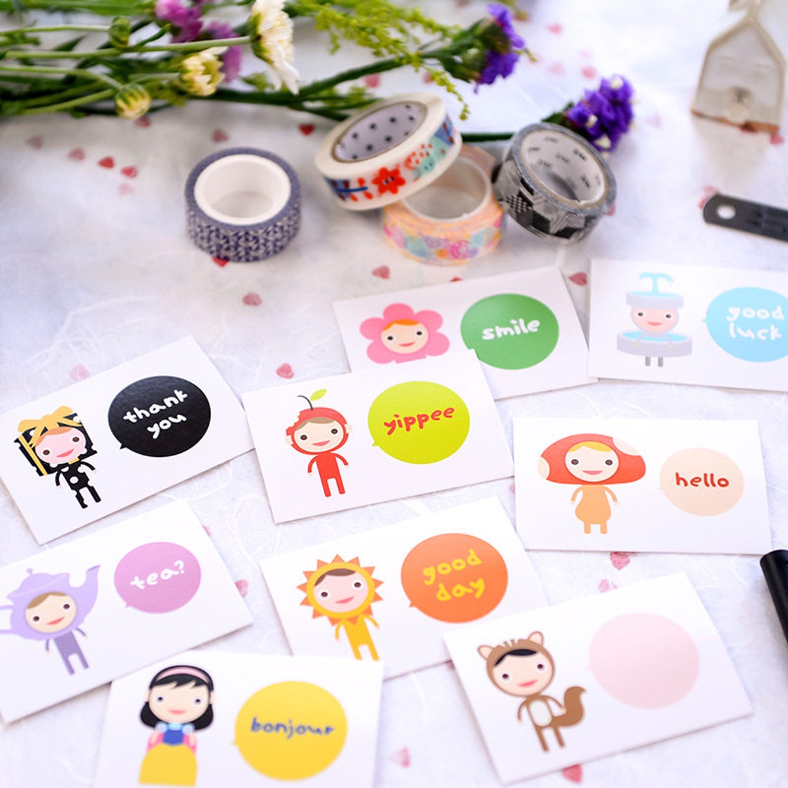 Smile Mini Hello Card Set of 9 - Love Card, Gift Tag, Thank You Card ...