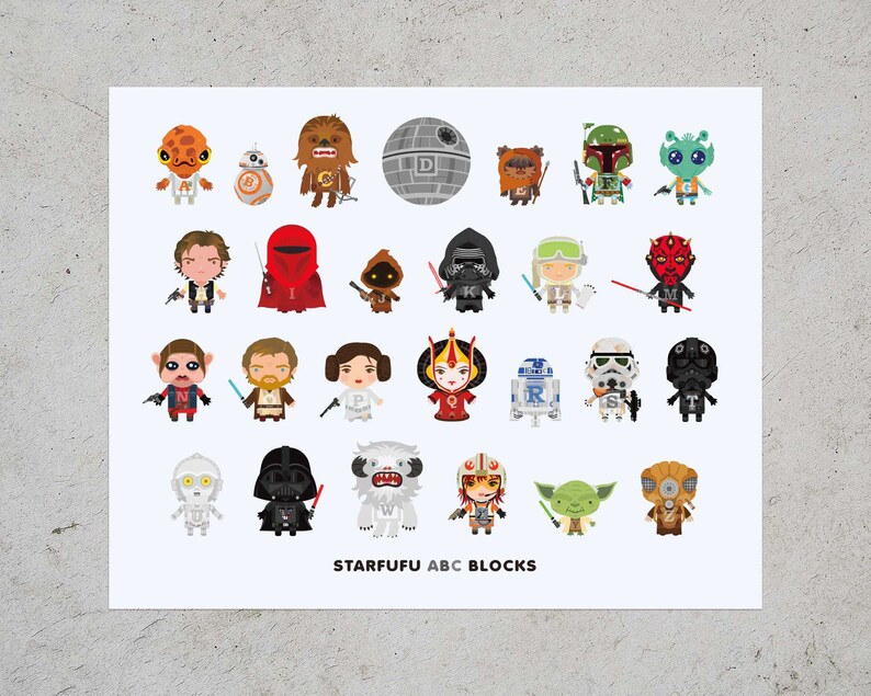 Star Wars Alphabet Art Print 20 X 16 ABC Block | Star Wars Nursery Wall ...