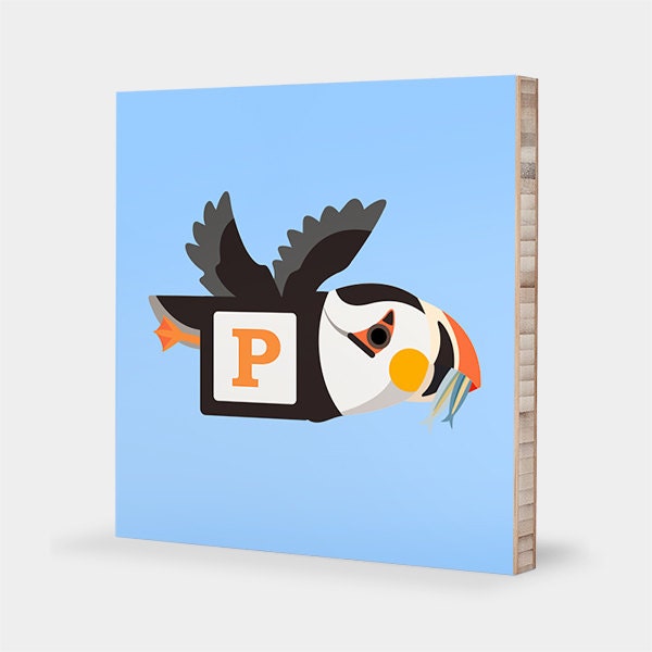 P is for Puffin : ABC Block Bamboo Wall Art Series // Alphabet Kids ...