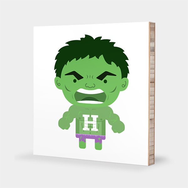 H for Hulk: ABC Block Bamboo Wall Art Series // Alphabet Kids Wall Art ...