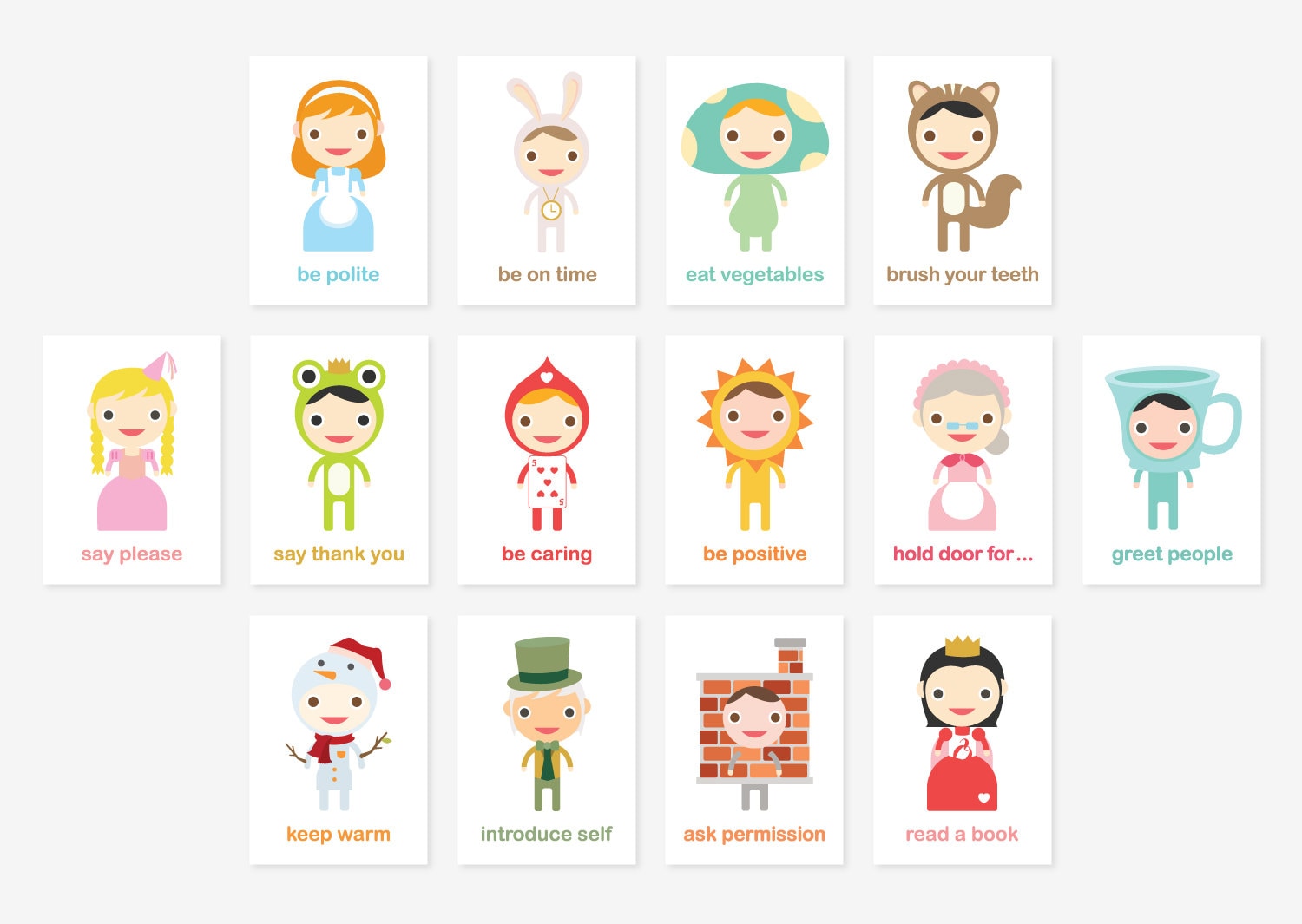 Happy Manners Card Set of 43 // Good Manners Learning & Educational ...
