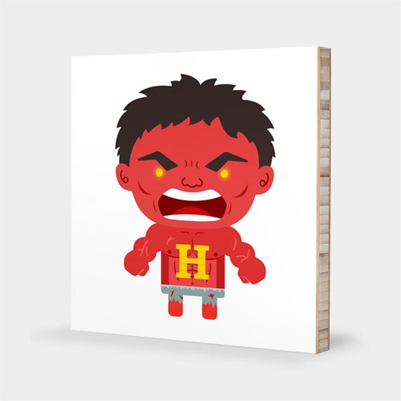 H for Red Hulk: ABC Block Bamboo Wall Art Series // Alphabet | Etsy