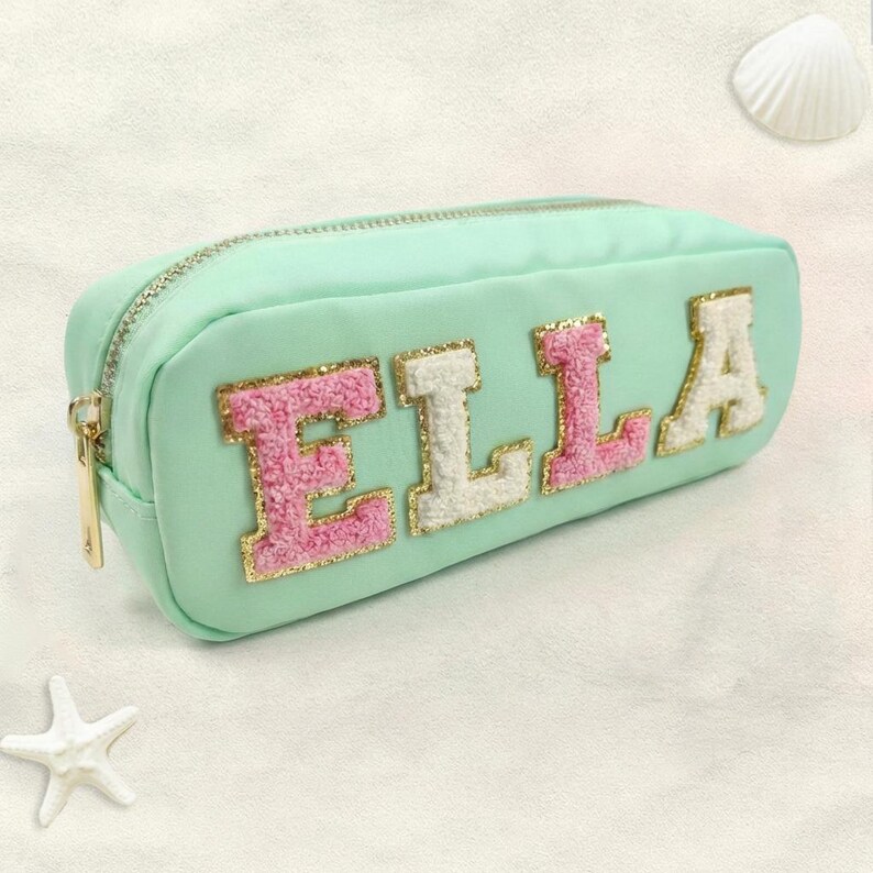Personalised Nylon Pencil Case With Sewn Chenille Letter Patches Custom ...