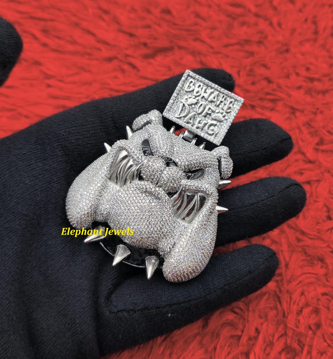 Iced Out 3D Bulldog Pendant, VVS Moissanite, 925 Sterling Silver - Etsy