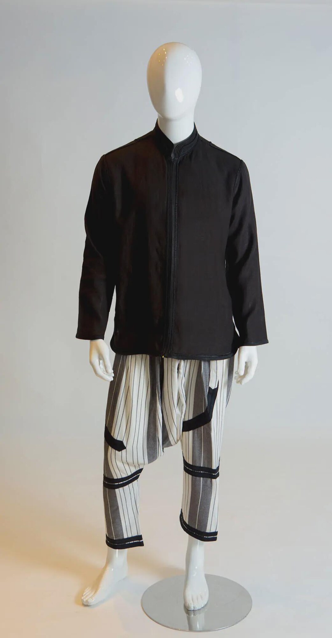Black Linen Moroccan Shirt With Double Collar – Handmade Men’s ...