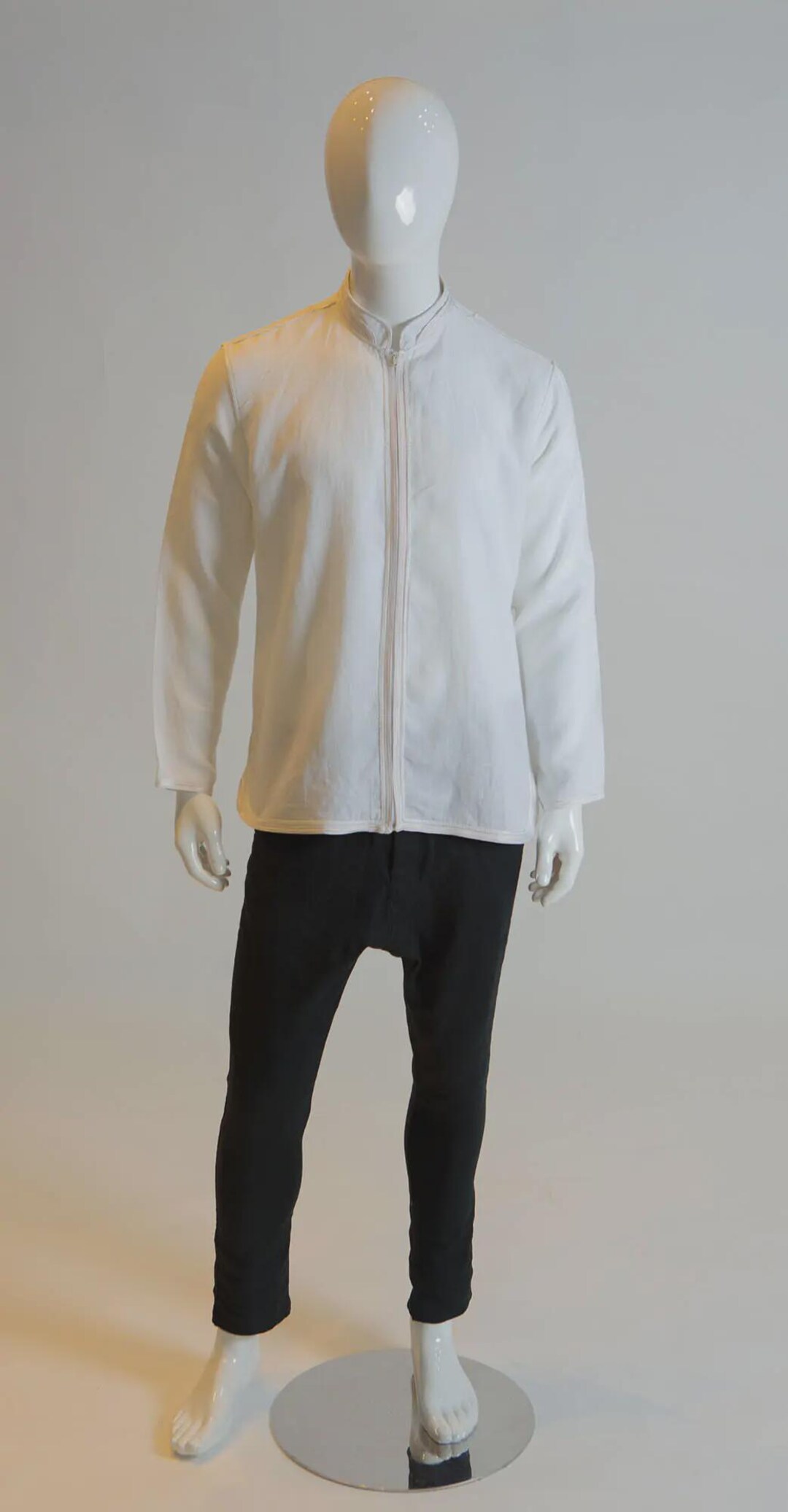 White Linen Moroccan Shirt With Double Collar – Handmade Men’s ...