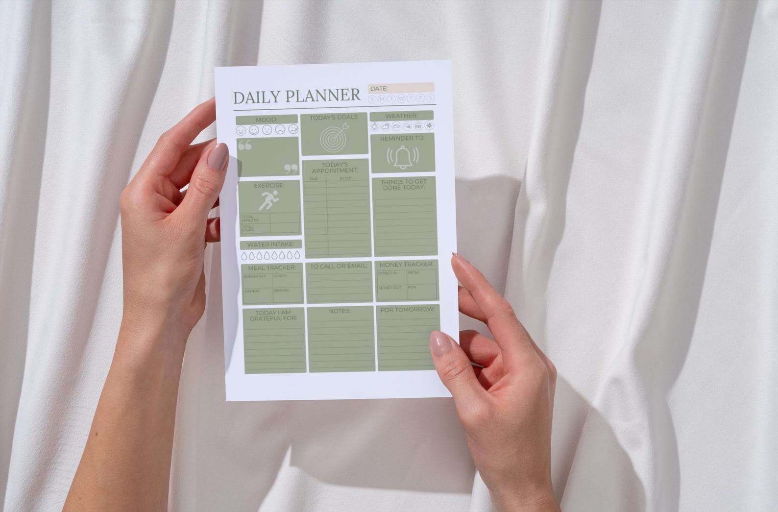 Green Printable Planner Sheet | Daily Weekly Monthly Organizer ...