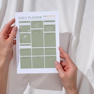 Green Printable Planner Sheet | Daily Weekly Monthly Organizer ...