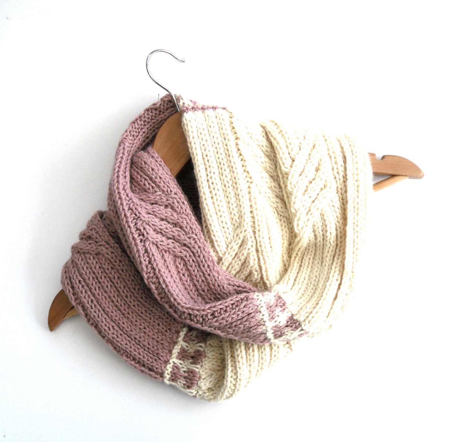 Knitting Pattern for Baby Alpaca Wool Cowl in Pink / Cream - Etsy