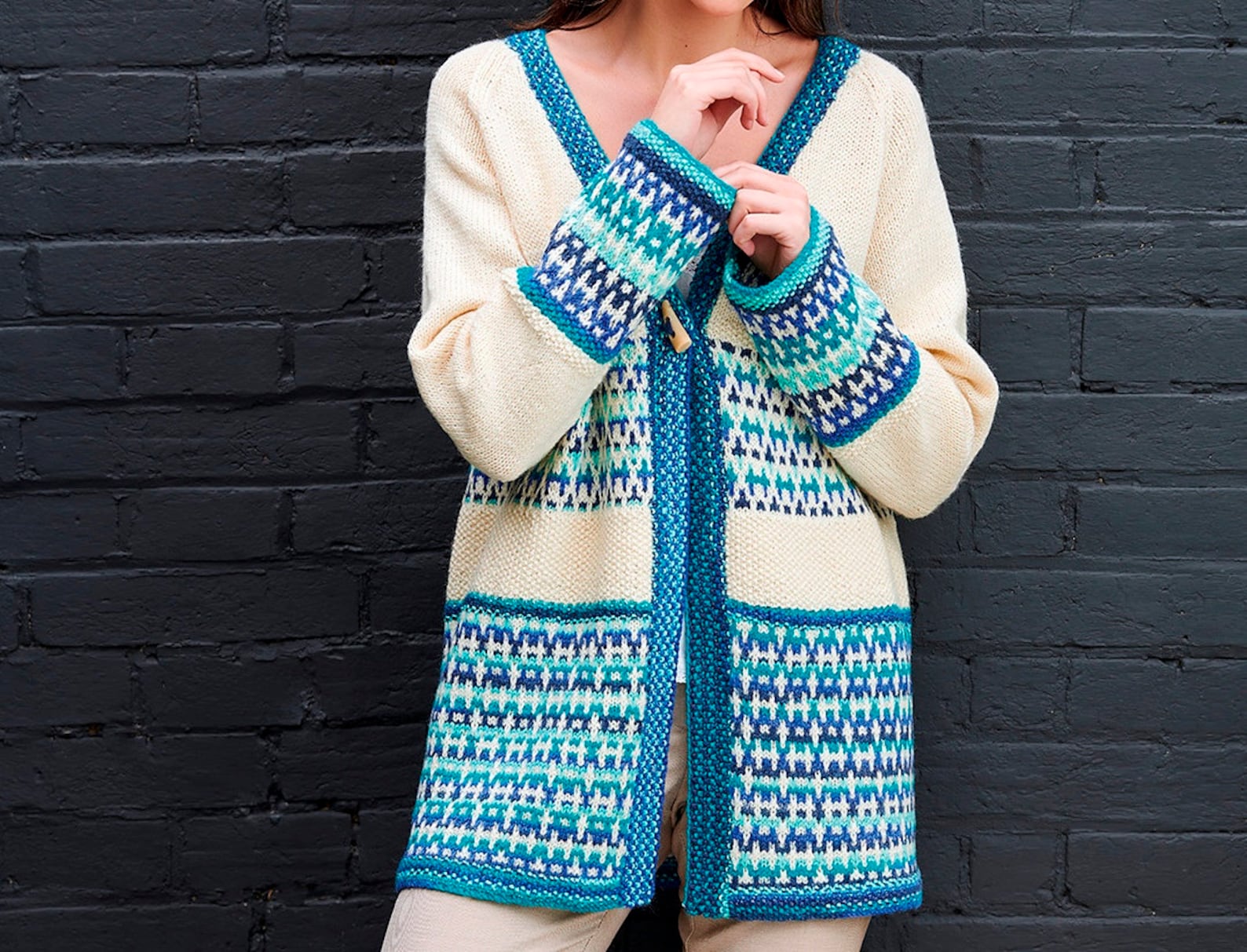 Mosaic Knit Cardigan Pattern: DK Weight Yarn, Slip Stitch Design (PDF ...
