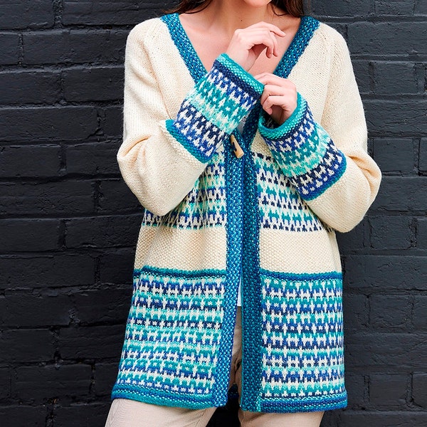Mosaic Knit Cardigan Pattern - Etsy