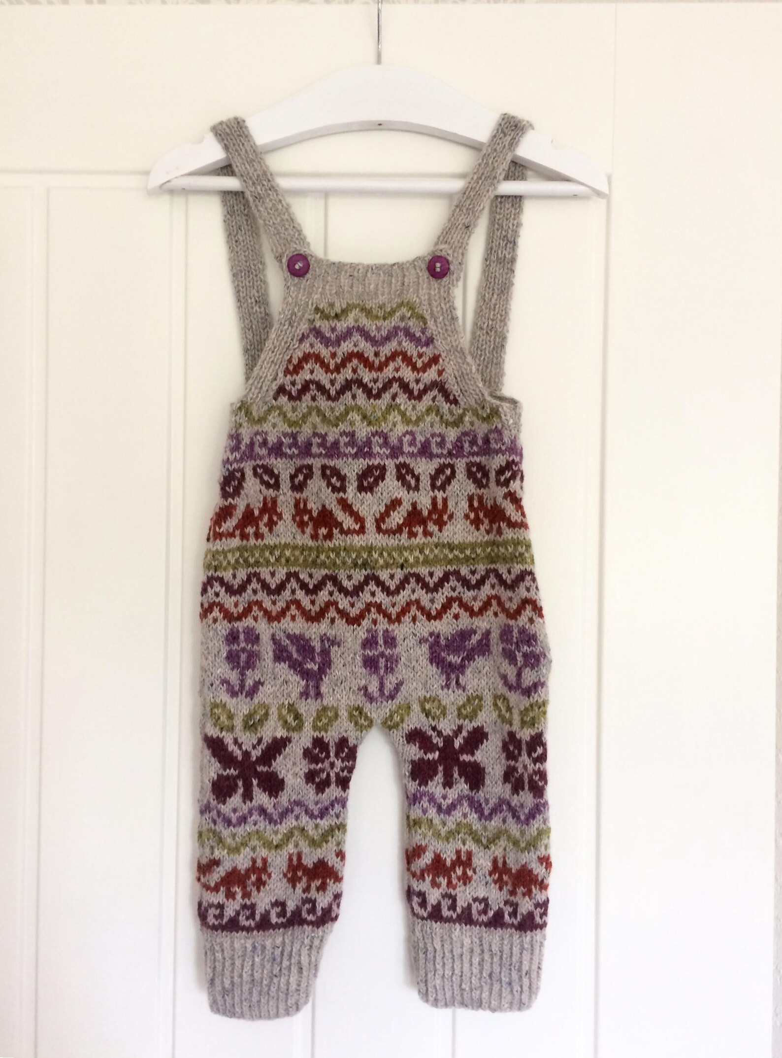 Baby Dungarees Knitting Pattern: Stranded Knit Infant Childs Playsuit ...