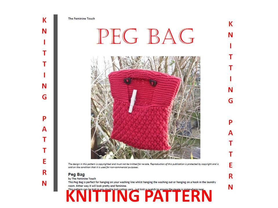 Knitted Cotton Peg Bag Pattern: Easy DK Yarn Project (PDF Download) - Etsy