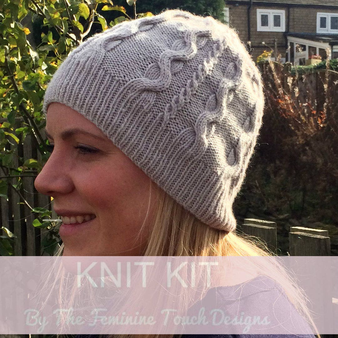 Hat Knitting Kit , 100% Wool Beanie Hat, Cable Knitted Toque , DIY ...