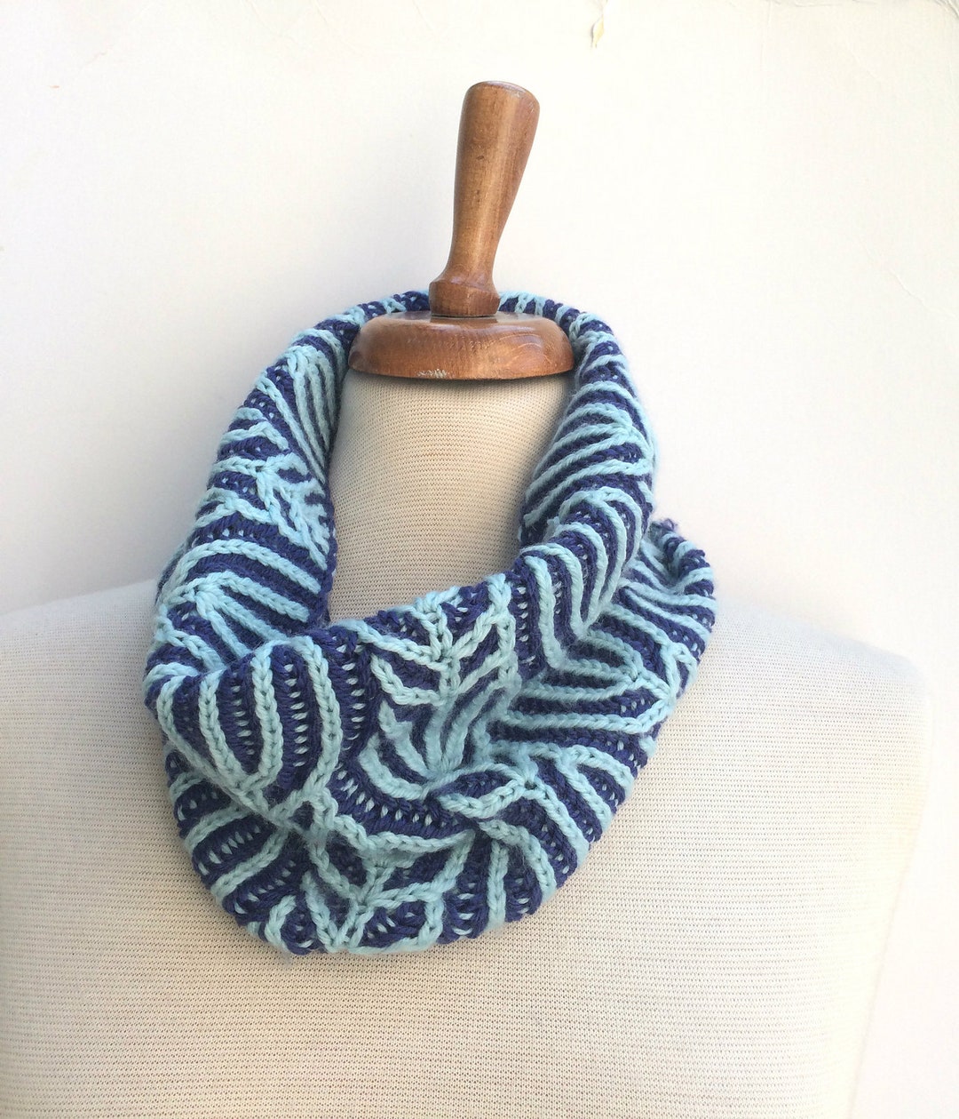 Brioche Knit Cowl Pattern: Two-color Reversible Snood (PDF Pattern) UK ...