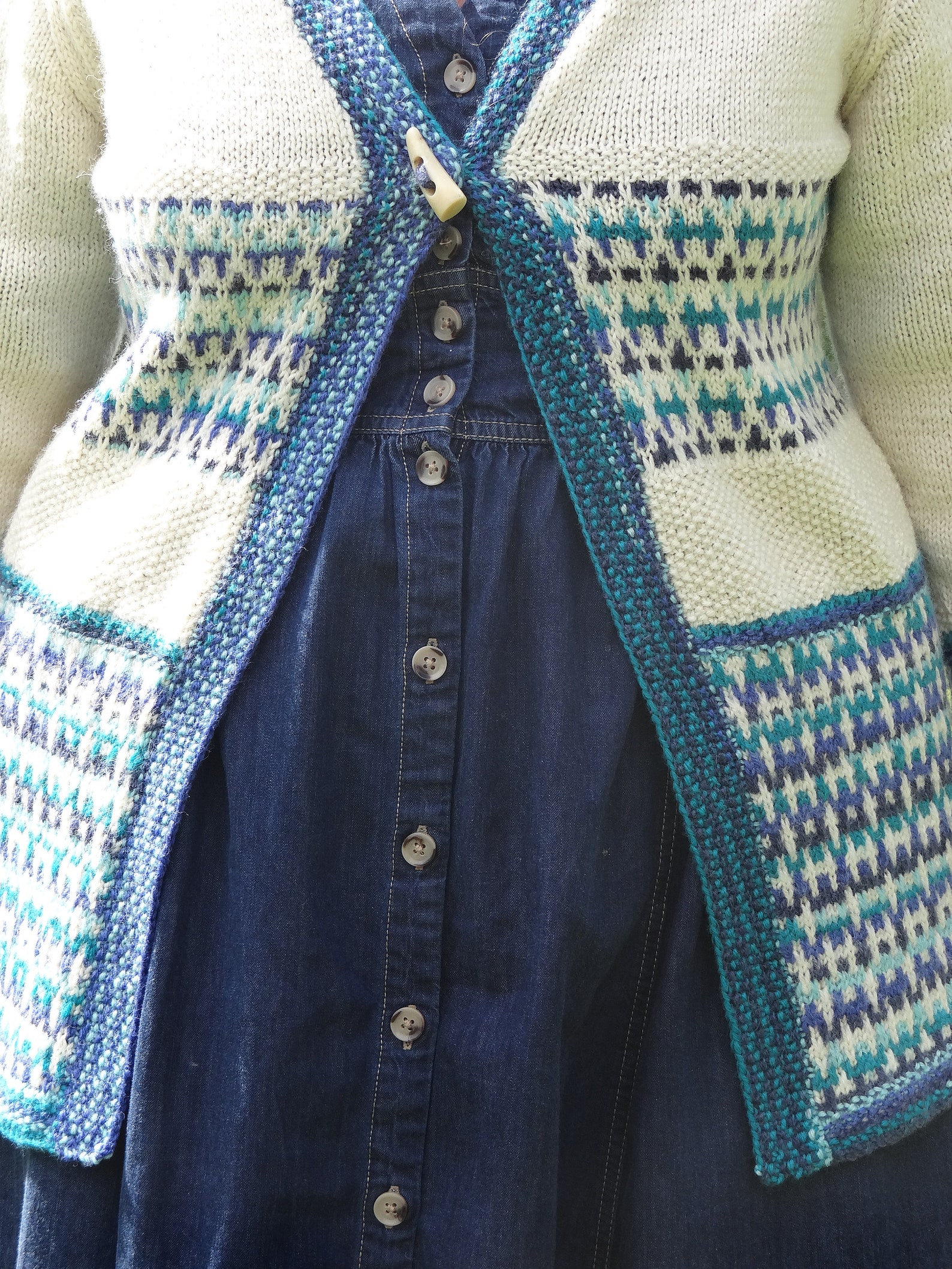 Mosaic Knit Cardigan Pattern: DK Weight Yarn, Slip Stitch Design (PDF ...
