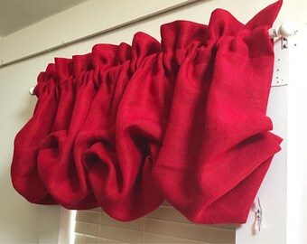 Valance Plaid floral ruffle kitchen curtain balloon Valance | Etsy