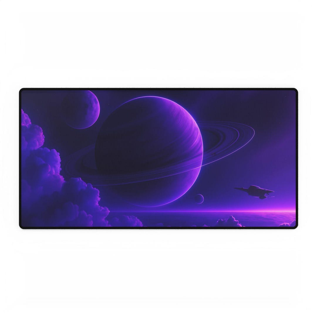 Sci-fi Desk Decor: Purple Space Desk Mat With Galactic Vibes for Astro ...