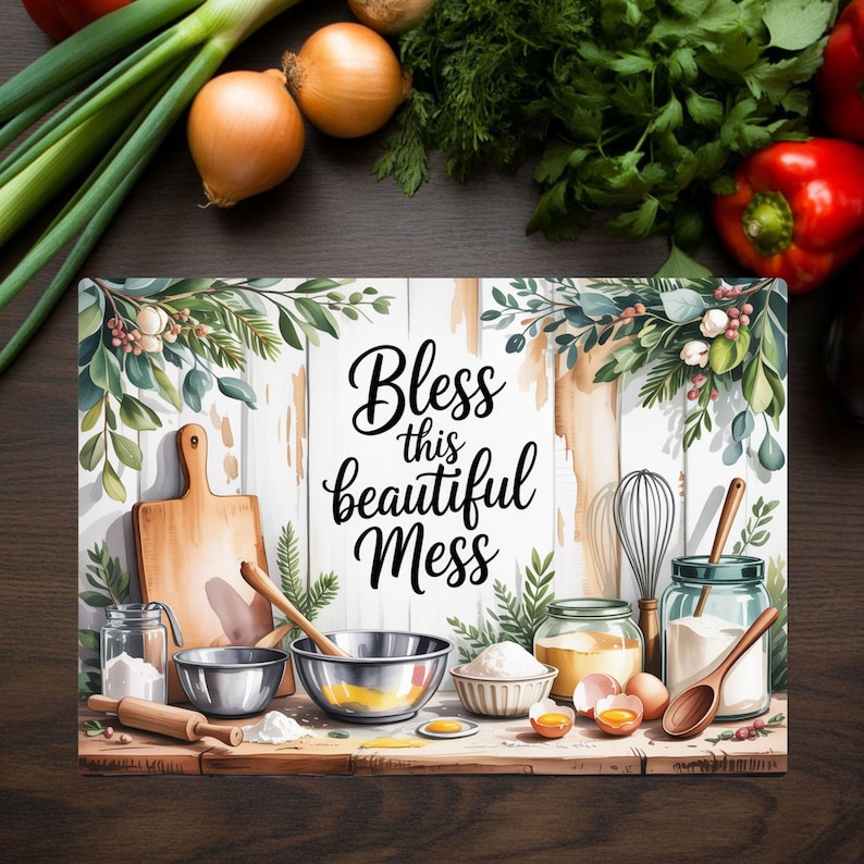 Bless This Mess Cutting Board PNG - Sublimation Design - Mother's Day ...