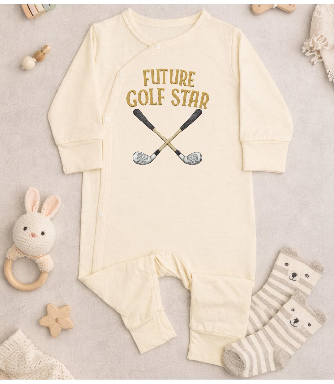 Future Golf Star Embroidered Baby, Personalized Name Bodysuit, Golf ...