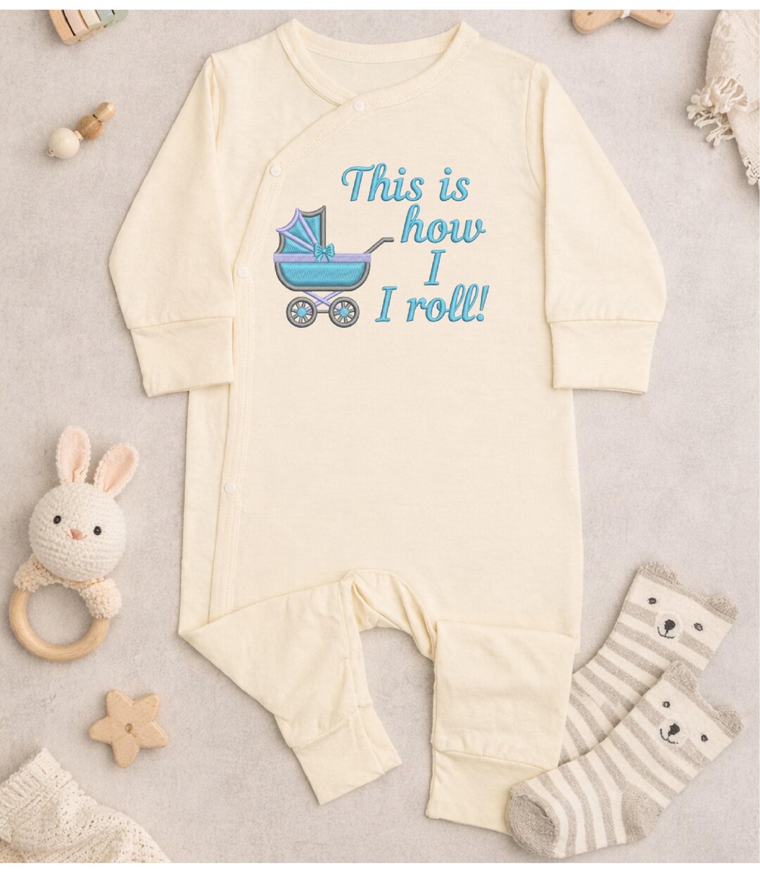 This is How I Roll Funny Stroller Embroidered Bodysuit, CUSTOM Name ...