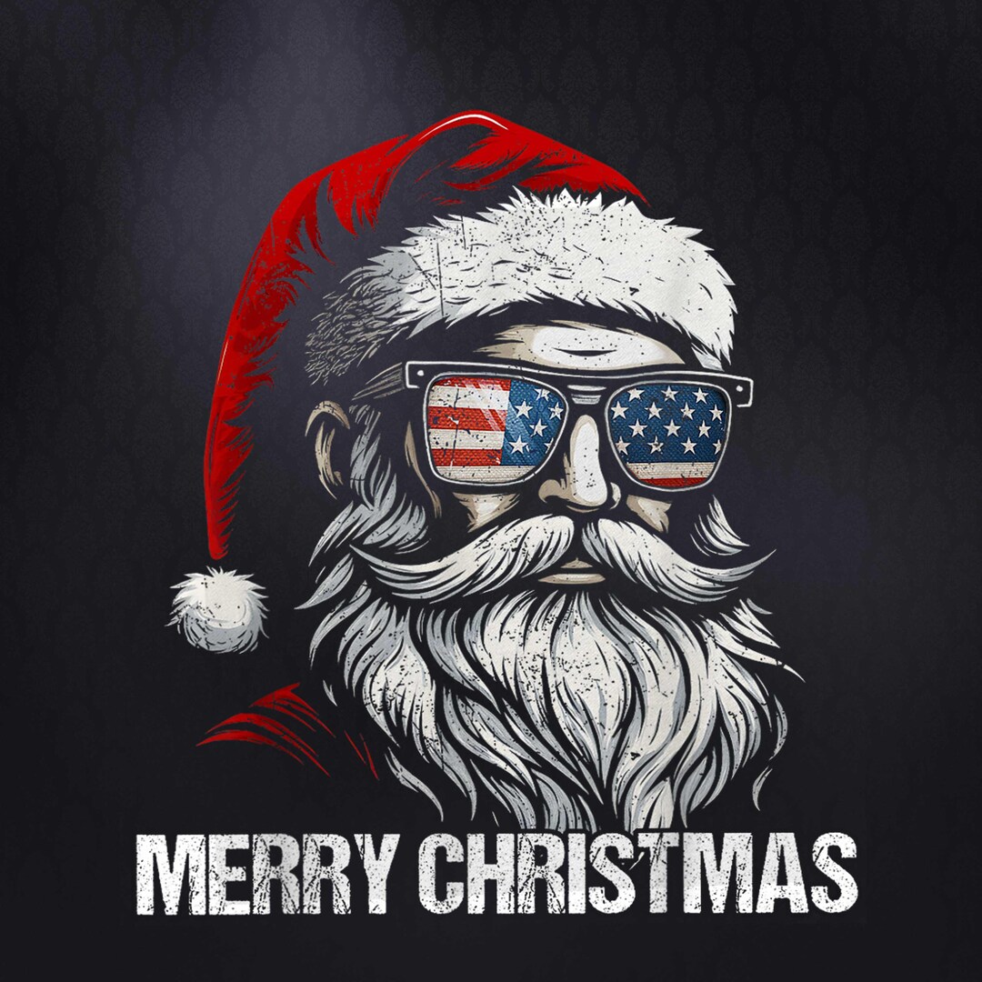 Patriotic Santa PNG | American Flag Sunglasses Badass Christmas ...