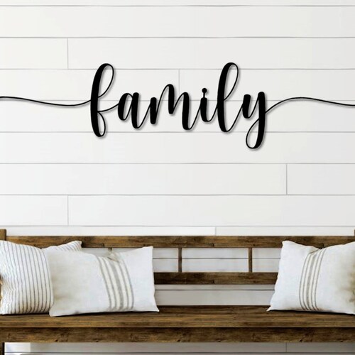 Family Script Metal Sign Family Metal Wall Sign Fall Decor - Etsy
