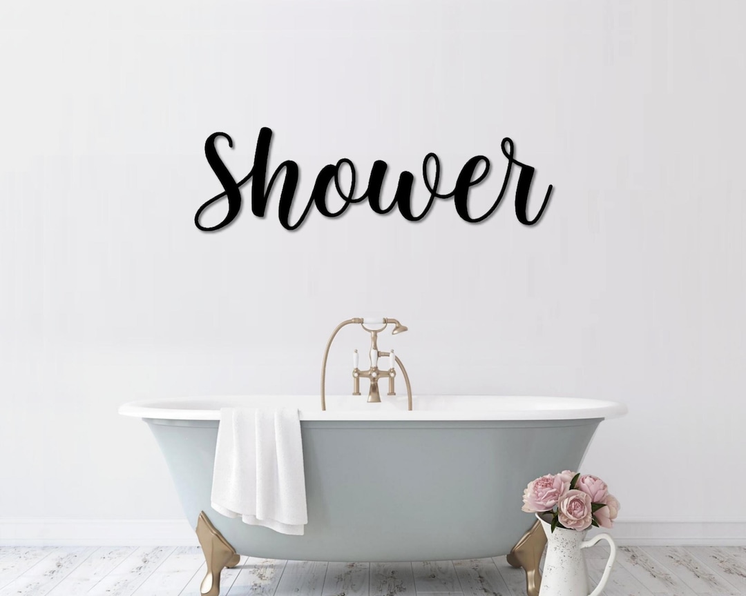 Shower Metal Word Art | Kembara Script Word Art | Indoor Outdoor Shower ...