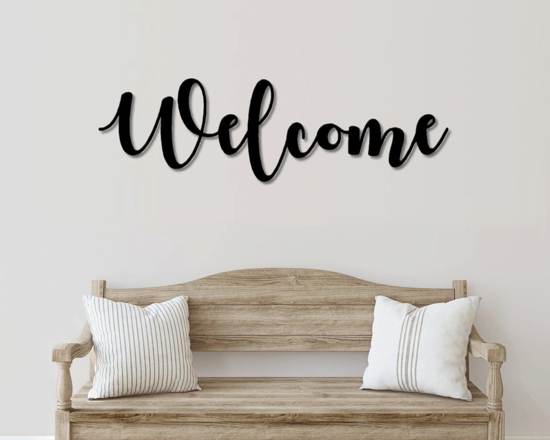 Welcome Metal Word Art |autumn Script Word Art | Indoor Outdoor Welcome ...