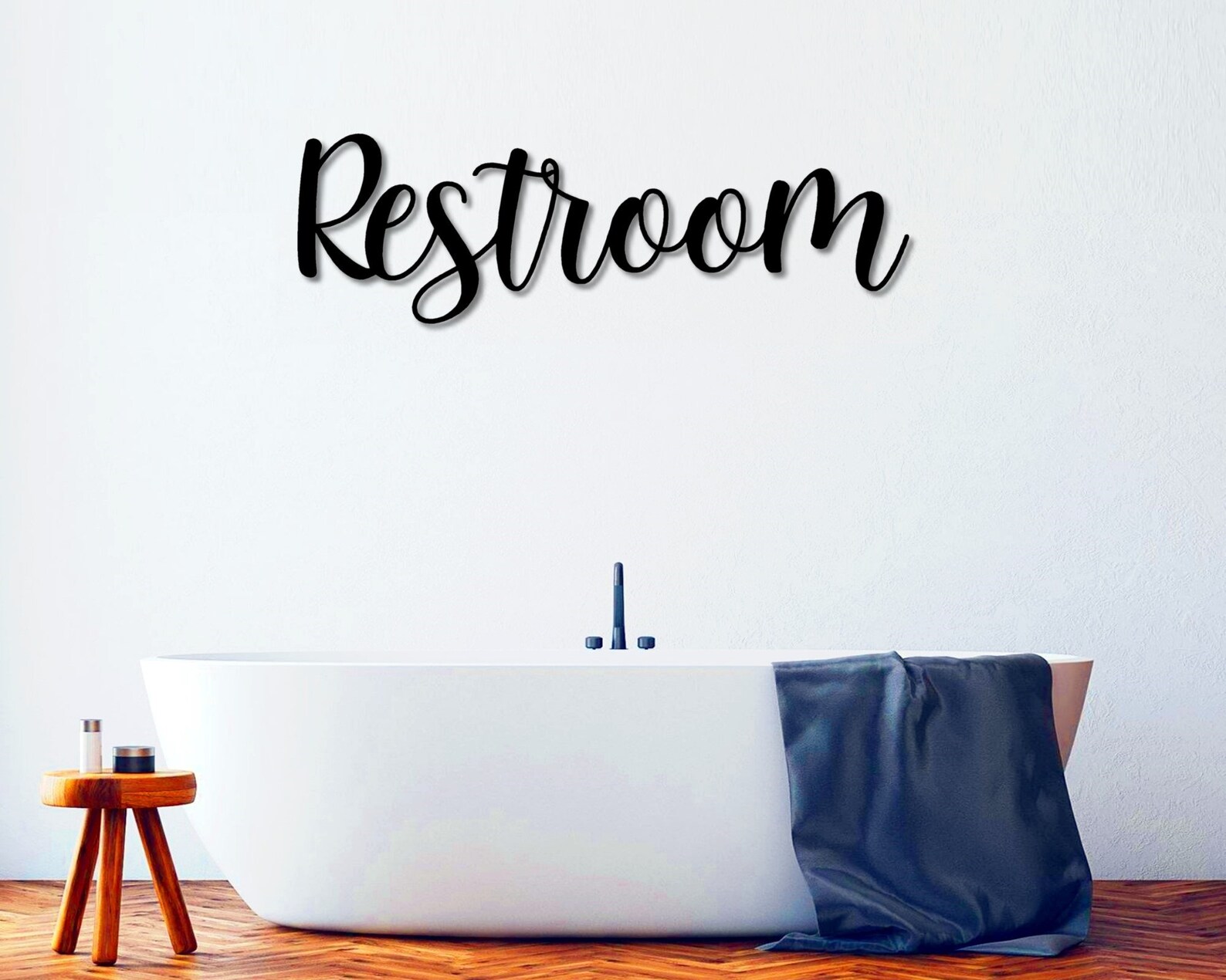 Restroom Metal Word Art | Kembara Script Word Art | Indoor Outdoor ...