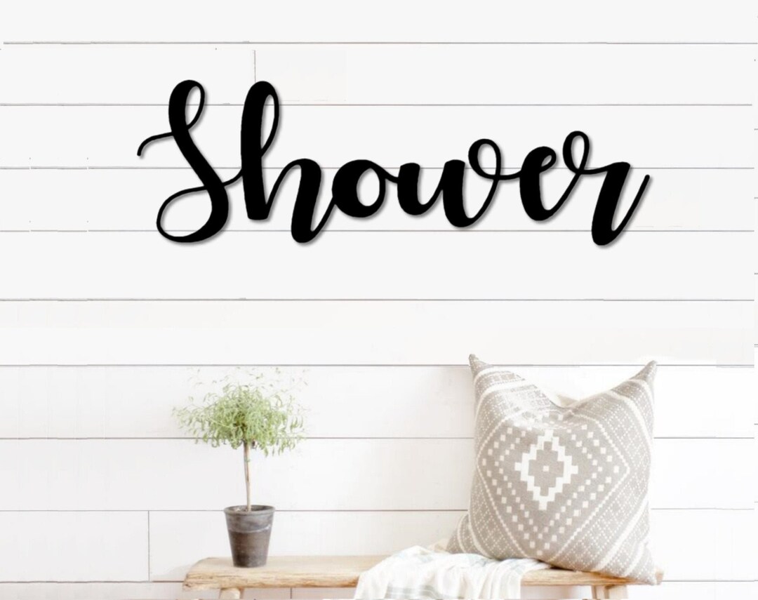 Shower Metal Word Art | Autumn Script Word Art | Indoor Outdoor Shower ...