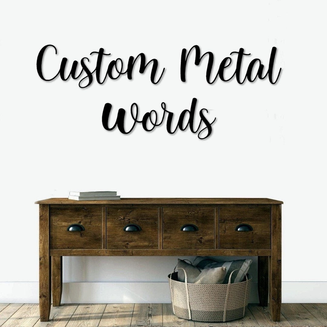 Custom Script Metal Word Sign | Single Line Personalized Metal Name ...