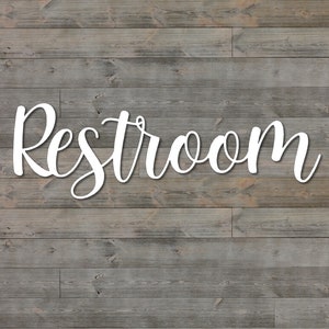 Restroom Metal Word Art | Kembara Script Word Art | Indoor Outdoor ...