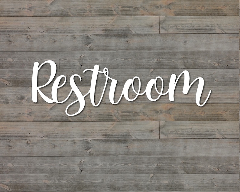 Restroom Metal Word Art | Kembara Script Word Art | Indoor Outdoor ...