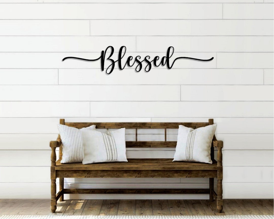 Blessed Metal Sign Word Art Honey Script Word Art Indoor Outdoor ...