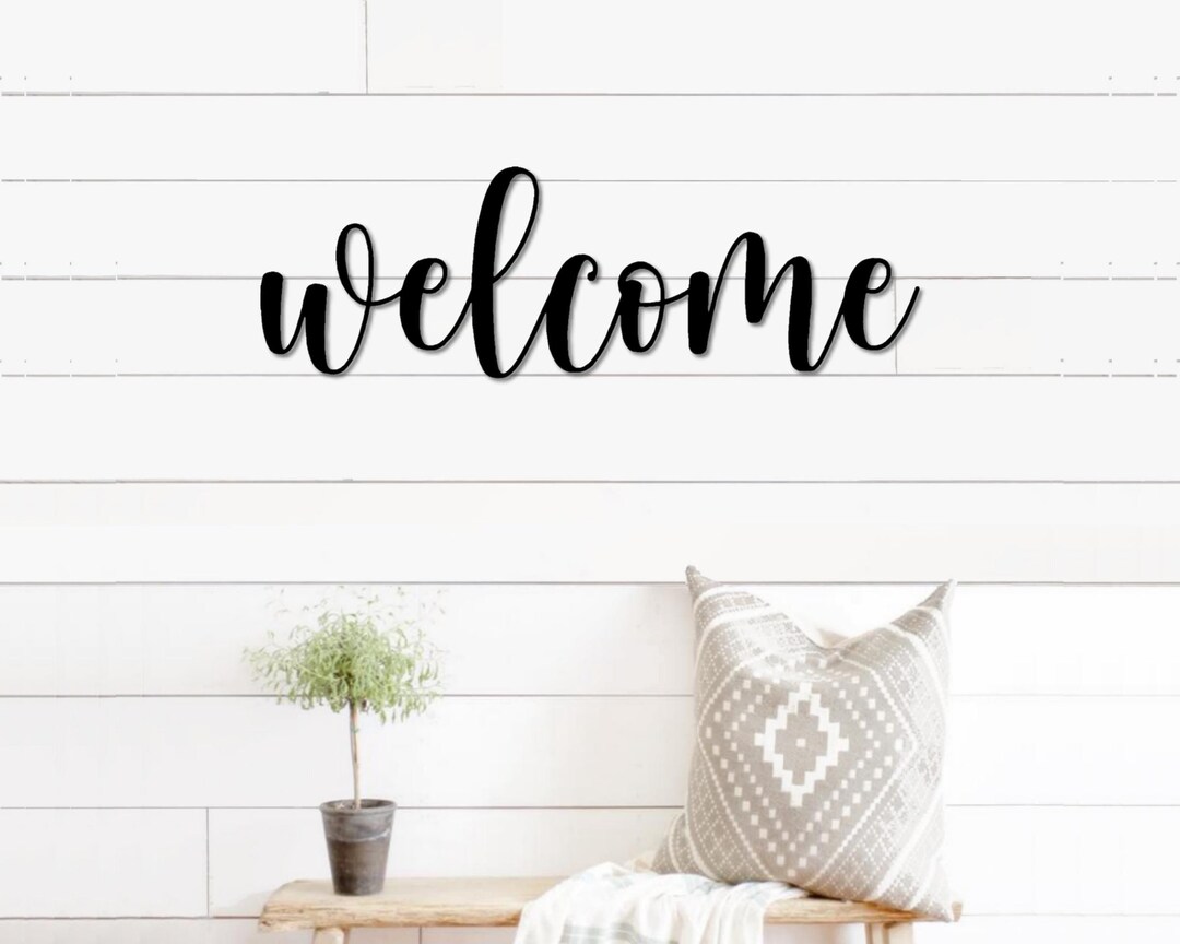 Welcome Metal Sign Word Art Honey Script Word Art Indoor Outdoor ...