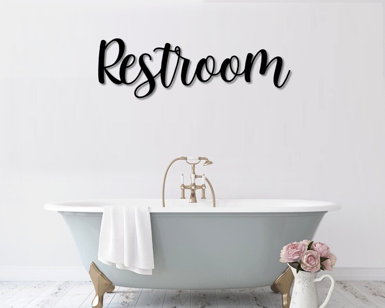 Restroom Metal Word Art Kembara Script Word Art Indoor | Etsy