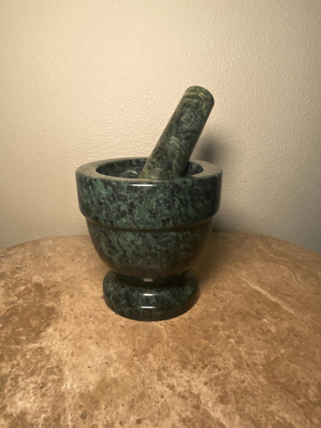 Vintage Green Marble Mortar and Pestle - Etsy