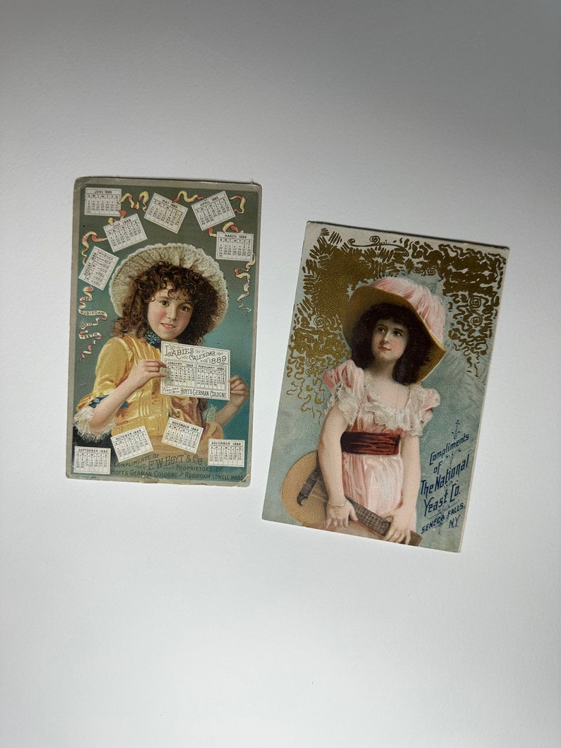 Victorian Advertising Postcards. Calendar and Gilded Hidden Message ...