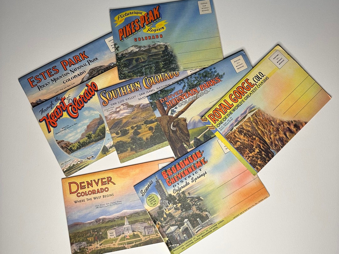 Colorado. Vintage Linen Souvenir Fold Out Postcards. 1930s. Set of 8 ...