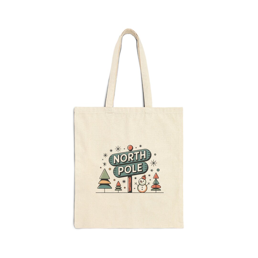 North Pole Sign Tote, Mid Century Christmas | Retro Holiday Sign ...