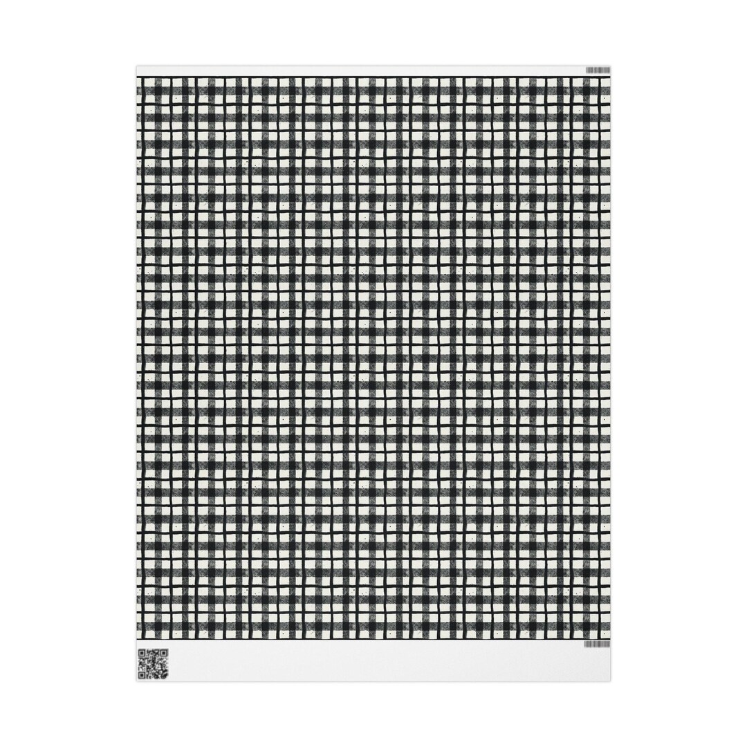 Black Buffalo Check Grid Wrapping Paper | Plaid Gift Wrap Roll - Etsy