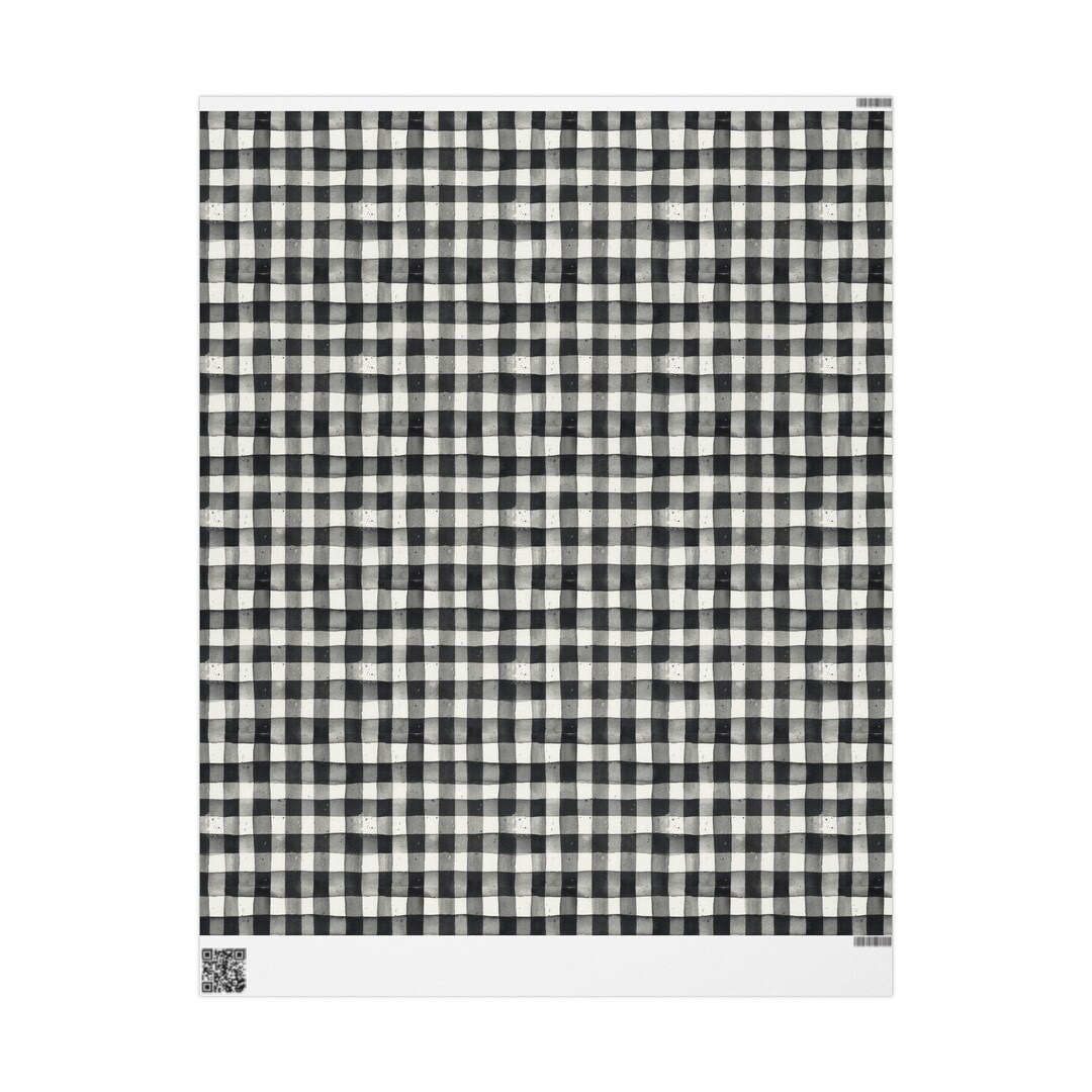 Black White Buffalo Check Wrapping Paper | Gingham Pattern Roll - Etsy