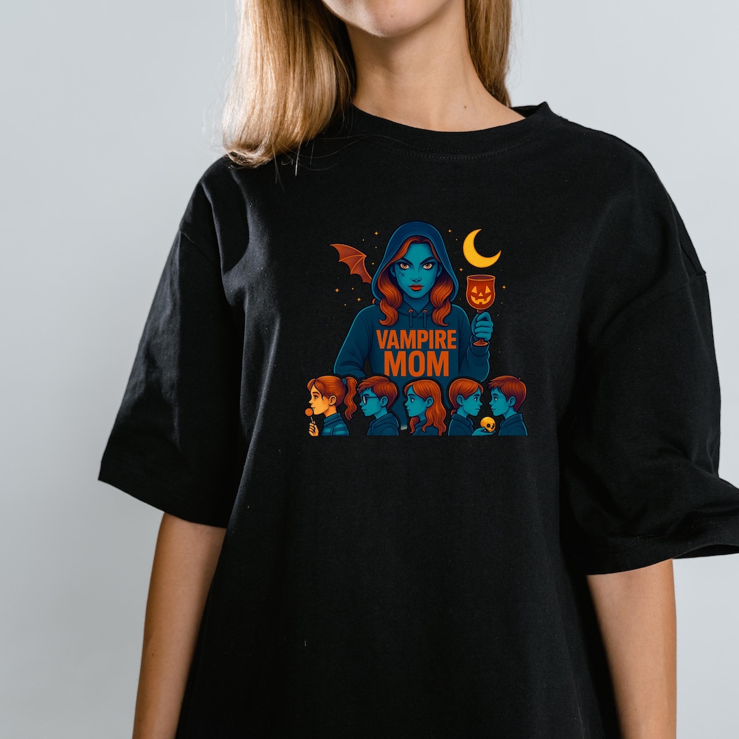 Vampire Mom & Kids Halloween PNG: Neon Gothic Digital Art - Etsy